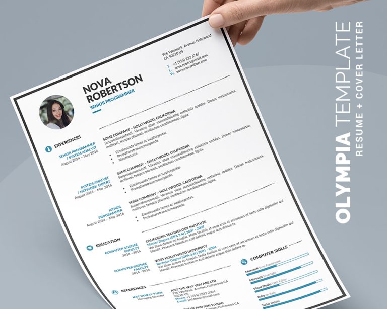 Best 1-Page Resume Template / Simple & Classic ‘Olympia’ Resume