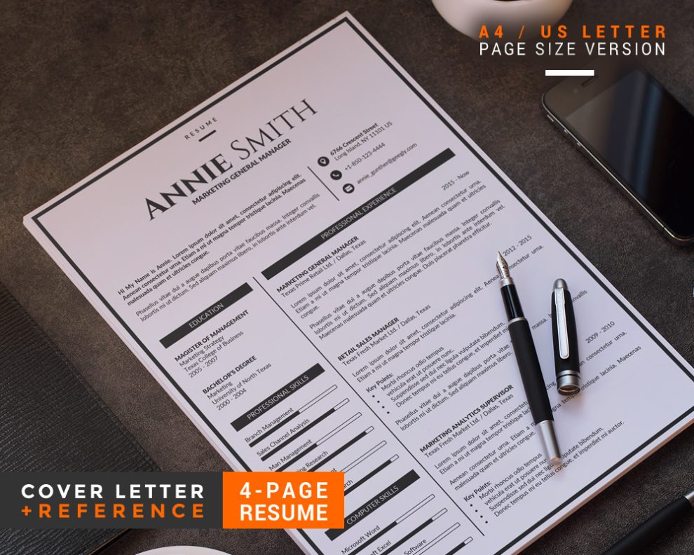 Best 1-Page Resume Template / Simple & Classic ‘Olympia’ Resume