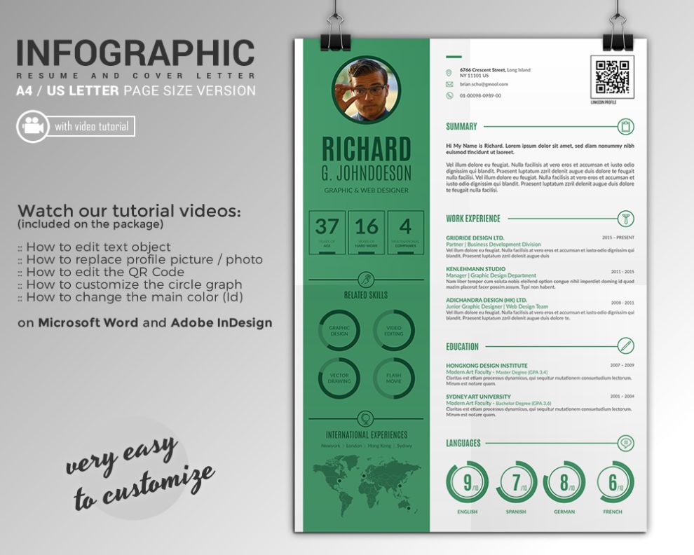 Clean Infographic Resume Template #3 – Clean & Simple Infographic Resume