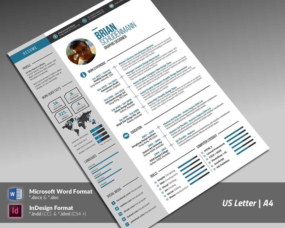 Simple + Infographic Resume Template – Best 2 Layout Resume