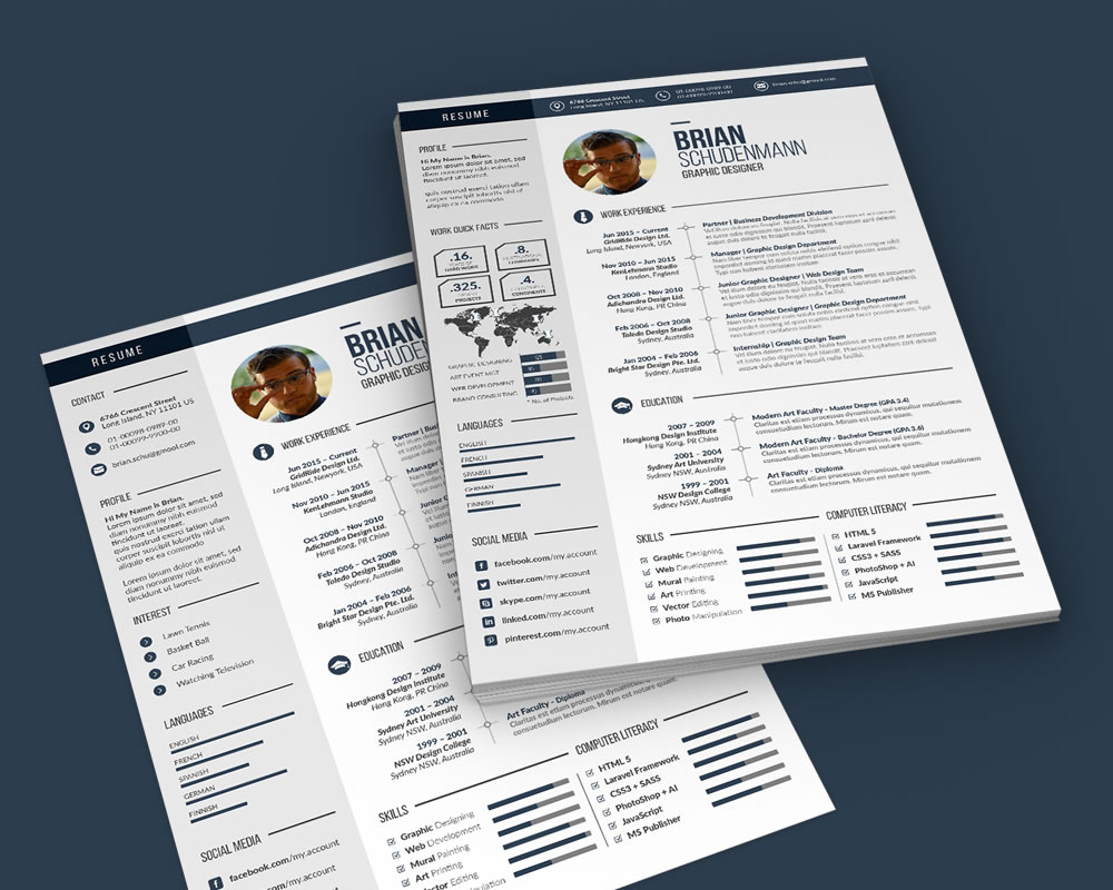 Simple + Infographic Resume Template – Best 2 Layout Resume